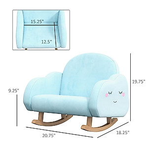 Qaba Kids Rocking Chair, Cloud Shaped Children Rocker Armchair for Nursery Playroom Preschool, with Solid Wood Legs, Anti-Tipping Design, for 1.5-5 Years, Blue