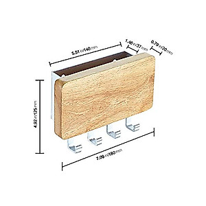 KAIYING Key Holder, Mail, Letter and Key Organizer Wall Mounted with 4 Hooks, Decorative Wood Aluminum Key Chain Rack Hanger for Entryway, Door, Kitchen, Hallway, Foyer