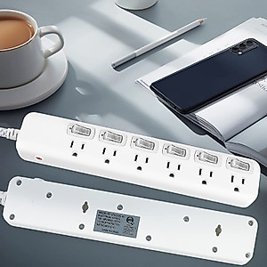 Power Strip with 3 USB 3 Outlet, Desktop Charging Station with 6 Ft Extension Cord, Compact Plug Strip for Travel, Hotel, Cruise Ship, Gray