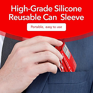 BeerSkin Skywin Silicone Can Cover Red-3 Pack 12oz (355ml), Silicone Can Sleeve, Soda Can Sleeve, Hides Can by Disguising as a Can of Soda (Horizontal)