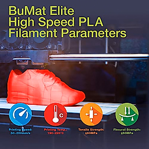 BUMAT Elite High Speed PLA 3D Printer Filament, 1.75mm (Orange), 1kg Spool (2.2lbs), Guaranteed Fresh, Dimensional Accuracy +/- 0.02mm, Tangle-Free, Fits Most FDM Printers [Risk-Free]