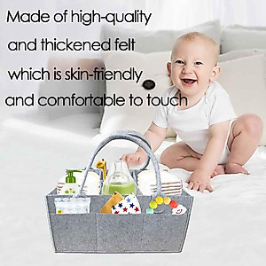 TOFOAN Baby Diaper Caddy Organizer with Removable Inserts,Thickened Felt Nursery Basket,Baby Diaper Bag Organizer with Detachable Dividers,Baby Diaper Caddy Organizer for Changing Table,Car - Grey