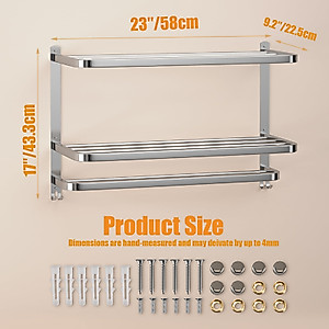 DDS-DUDES 3-Tier Towel Racks for Bathroom with Towel Bars Multilayer Hotel Towel Shelf Stainless Steel Wall-Mounted Brushed Finish Holder with Towel Shelves 23 Inches
