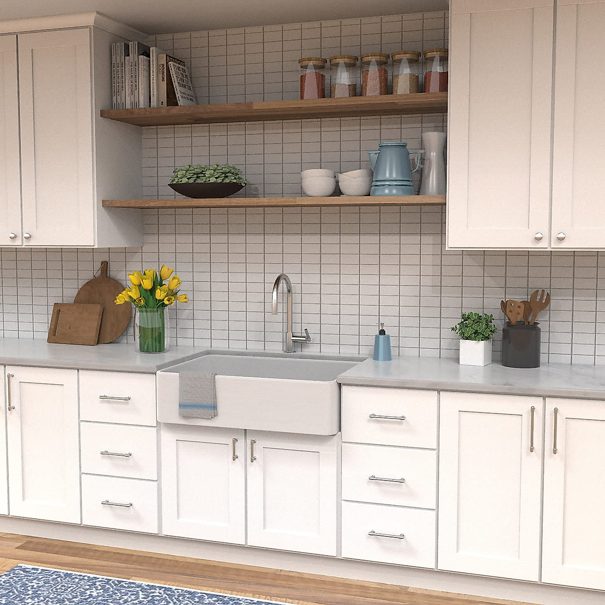 Hickory Hardware Kitchen Cabinet Knobs, Quality Drawer and Dresser Knob, Handle Pulls for Cabinet Doors, Bathroom Drawers, 1-1/4 Inch, Satin Nickel, Piper Collection