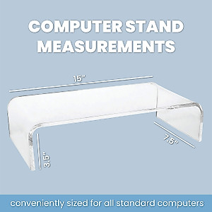 Homeries Acrylic Monitor Stand (3.7 Inches High) | Universal Computer Riser for Home, Office, Business, Desk, Gamers | Multi Media Platform Lift for Laptop, Printer, TV Screen, PC |Extra Storage Space
