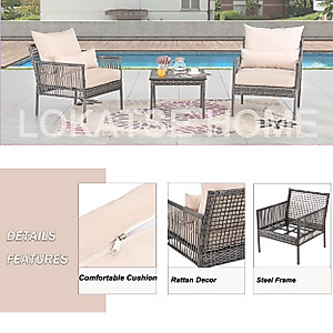 LOKATSE HOME Patio Wicker Chair Outdoor Rattan Furniture for Club Bar Dining Room Balcony Porch Garden, Beige