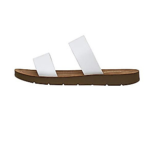 CUSHIONAIRE Women's Imelda 2 band slide sandal +Memory Foam, WHITE 9