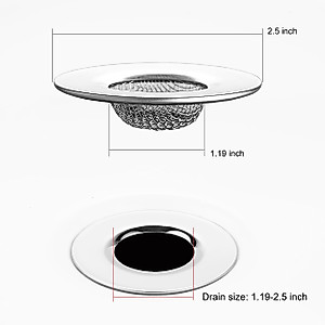 LASSHSWA 2 Pcs - 2.5" Top / 1.2" Basket- Mesh Bathroom Sink Strainer, Shower Drain Hair Catcher, Stainless Steel Sink Drain Strainer, Bathroom Wash Basin Balcony,Utility,Laundry and RV