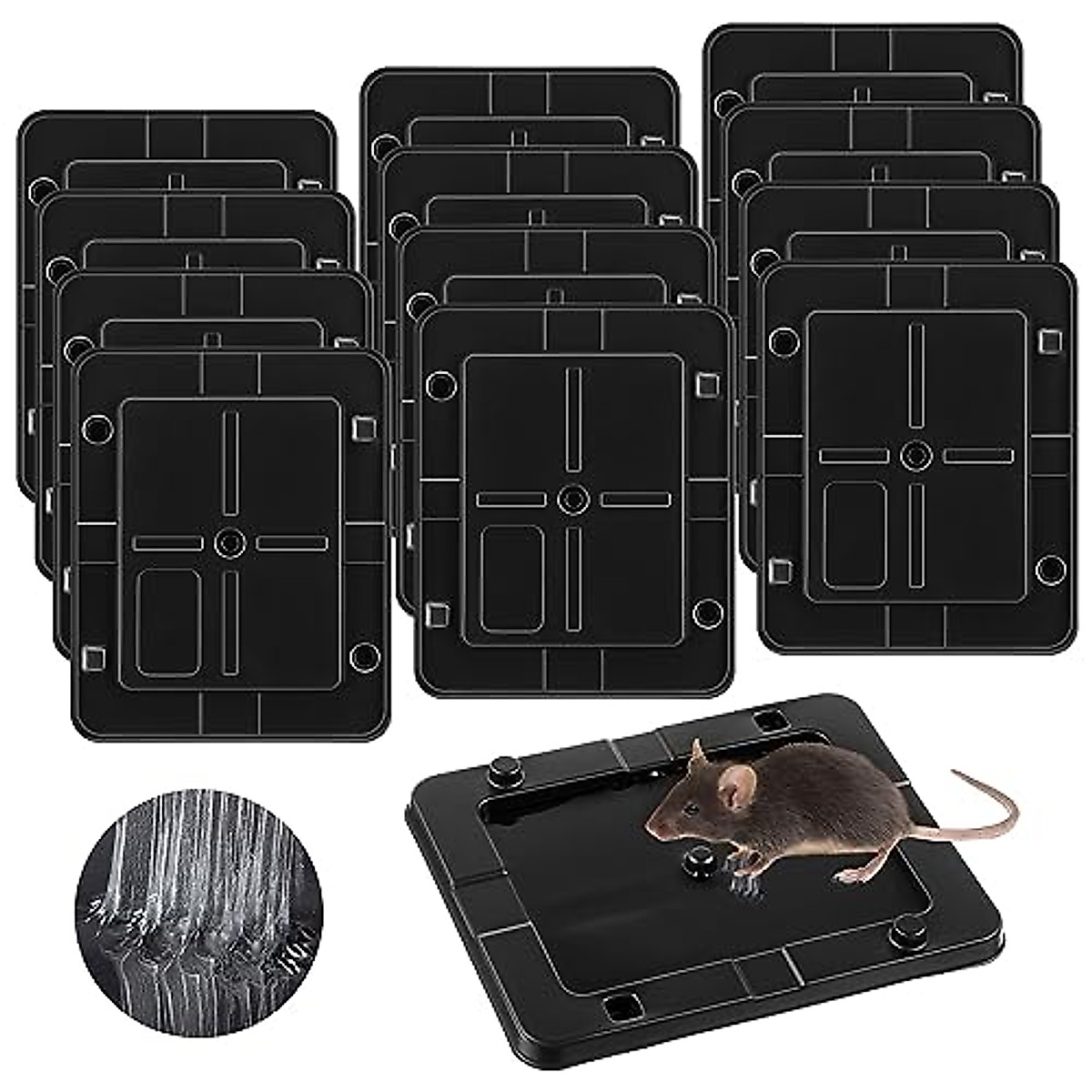 Qualirey 12 Pack Mouse and Insect Glue Traps, Strong Sticky Pre Baited Trays with Non Toxic Glue for Mice, Small Rats, Flies, Cockroaches and Other Bugs, Ready to Use Indoor, Safe to Children
