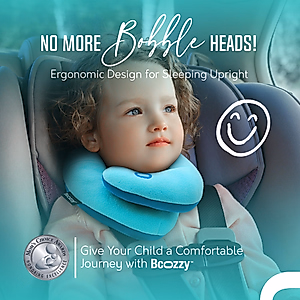 BCOZZY Kids Bundle- 2 Travel Neck Pillows for Toddlers- Super Soft Head, Neck, and Chin Support, for Comfortable Sleep in Car Seat Booster and Plane- Washable, Navy, Light Purple