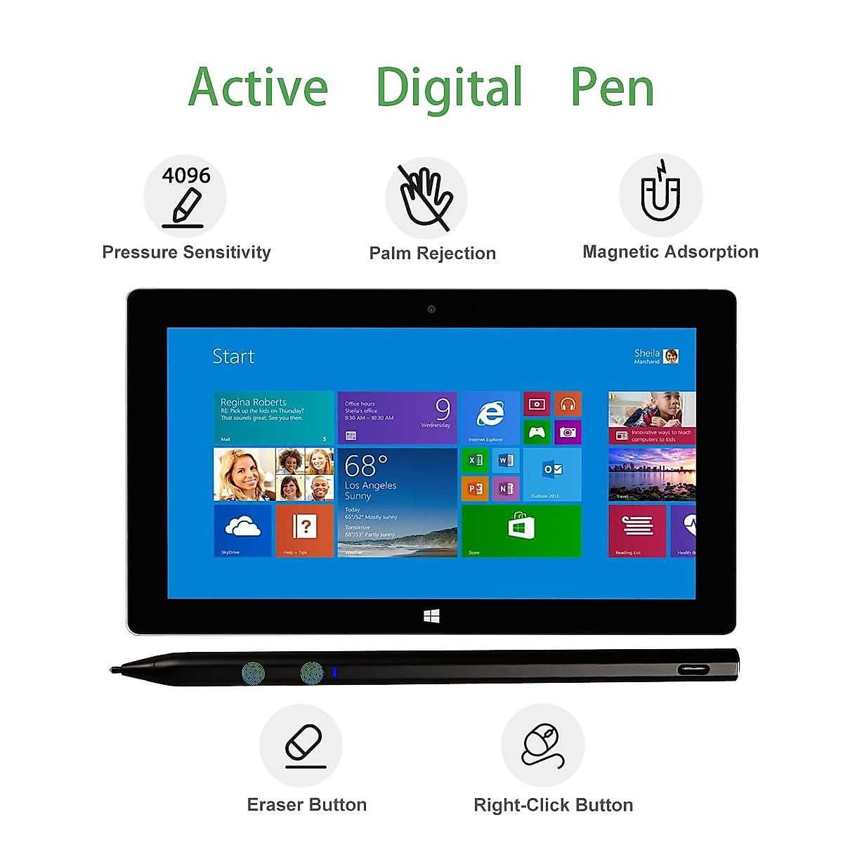 MPP 2.0 Stylus Pen for HP Envy X360 Specter X360 Pavilion x360 2-in-1 Laptops with 4096 Pressure Sensitivity and Palm Rejection Genuine Digital HP Pen Replacement Black