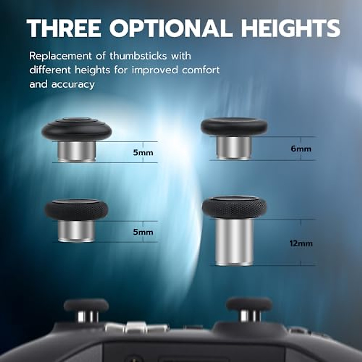 Mcbazel 13 in 1 Metal 6 Swap Thumbsticks Joysticks, 4 Trigger Paddles, 2 D-pads with Adjustment Tool and Carry Case for Xbox One Elite Series 2 Controller - Black