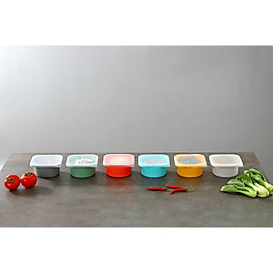 KEVJES Stackable Silicone Pizza Dough Proofing Containers with Lids-500ml portion-6pack (6 Blue)