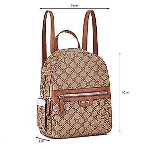 NINE WEST Whidbey Medium Backpack Mocha Logo Multi One Size