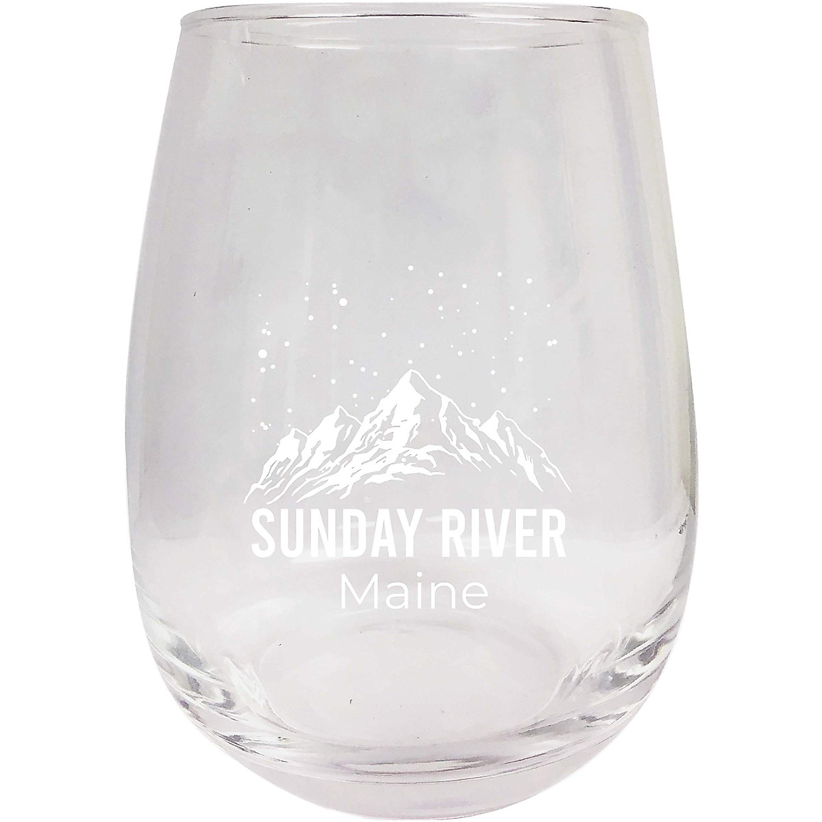 R and R Imports Sunday River Maine Ski Adventures Etched Stemless Wine Glass 15 oz 2-Pack