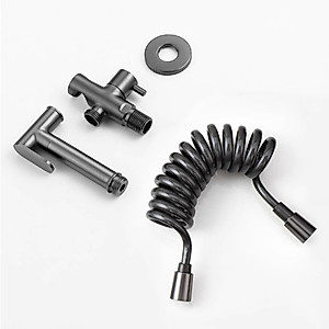 NBAAYIK Bidet Sprayer Kit for Toilet,Bidet Sprayer for Toilet Travel,Bidet Sprayer for Toilet from Shower,Bidet Sprayer Wall Mount,Toilet Partner Pressurized Flushing Full Copper,Black (Gu