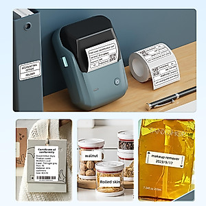 Label Makers - B1 Thermal Label Printer, 2 Inch Portable Bluetooth Label Maker with Tape Easy to Use for Office, Home, Barcode, Business, Clothing, Address, Mailing, Compatible with iOS & Android