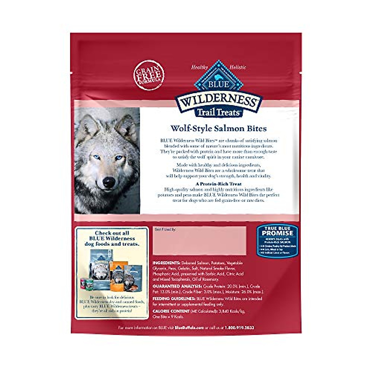 Blue Buffalo Wilderness Trail Treats Wild Bites High Protein Grain Free Soft-Moist Dog Treats, Salmon 4-oz Bag