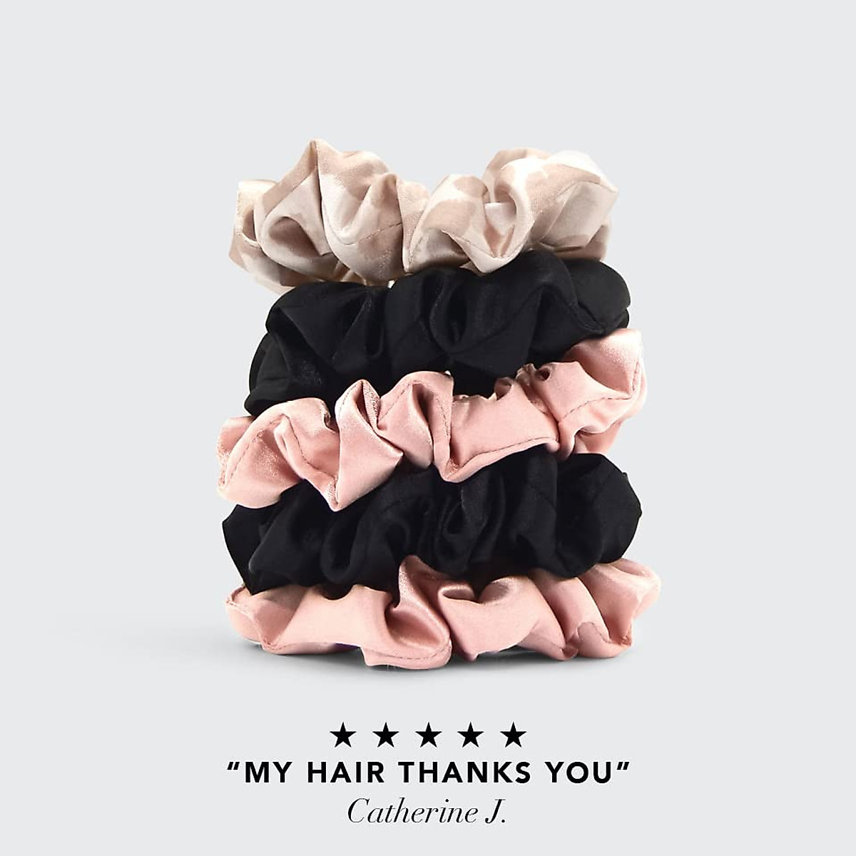 Kitsch Satin Hair Scrunchies for Women - Softer Than Silk Scrunchies for Hair | Satin Scrunchies for Girls & Stylish Satin Hair Ties for Women | Cute Satin Hair Scrunchie for Styling, 5 pack (Assorted)