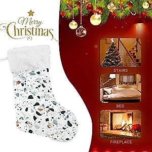 Kigai Christmas Stockings Classic Terrazzo Large Candy Stockings Stuffers Kids Cute Xmas Sock Decorations 1PC for Home Holiday Party 12" x18"