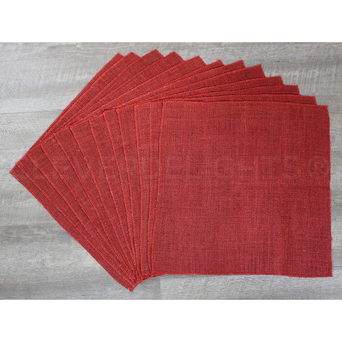 CleverDelights 20 Inch Red Burlap Squares - 4 Pack - Jute Burlap Fabric - Finished Edges - 20" x 20"