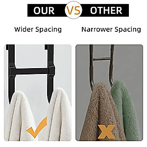 FWYH Glass Shower Door Hooks (2 Pack), Towel Hooks for Bathroom Frameless Glass Shower Door, Over Door Hooks Bathroom Drilling-Free Hanger for Hanging Towel, Robe, Loofah, Squeegee, Matte Black