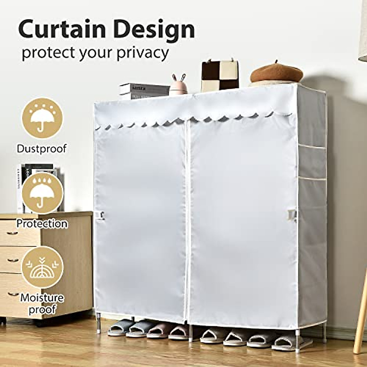 aceyoon 7-Tier Shoe Rack, 30 Pairs of Shoes Double Row Shoe Storage Organizer, Easy Assembly with Nonwoven Fabric Cover Shoe Cabinet for High Heels Boots Mens Shoes 45 x 45 x 11.4 inch (Gray)