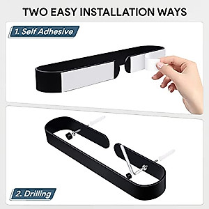 Homusthave Hand Towel Holder, 12 Inch Hand Towel Bar Self Adhesive & Screw Wall Mounted, Aluminum Hand Towel Hanger Towel Ring/Rack for Bathroom Kitchen, Matte Black