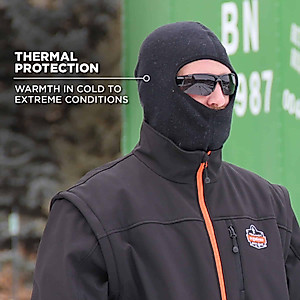 FR Rated Balaclava, Winter Face Mask, Thermal Fire Resistant Modacrylic Fleece, Ergodyne N-Ferno 6828,Black