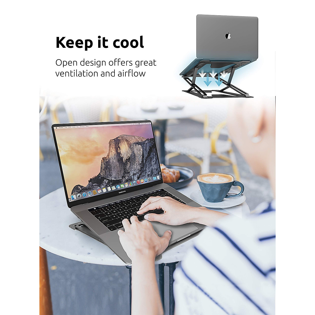 2023 Laptop Stand – Lightweight & Durable Metal Design - Aluminum Foldable Portable Computer Stand - Ergonomic Laptop Holder - Multi-Angle Notebook Riser – for All Laptops 11-17” (Space Grey)