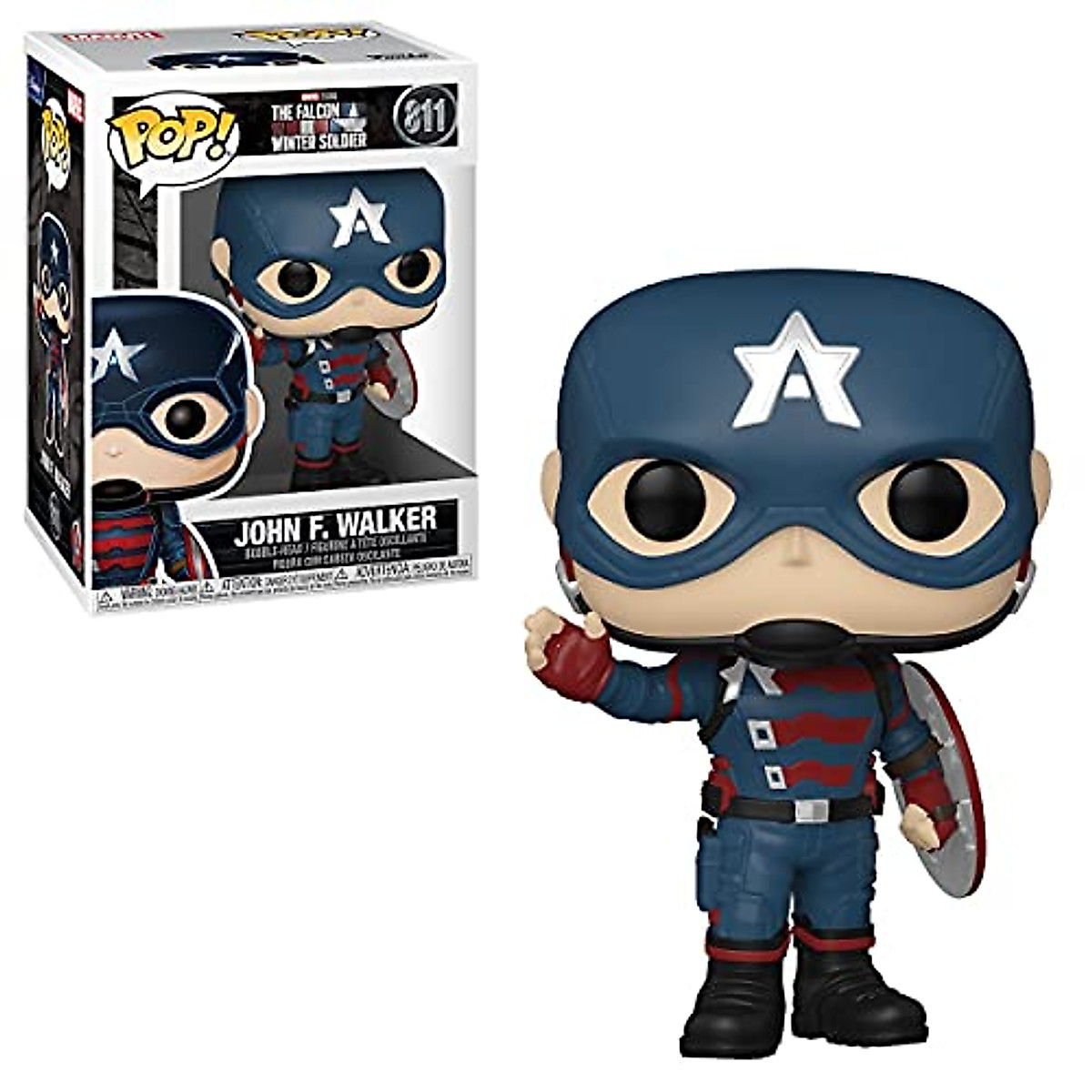POP Marvel: Falcon and The Winter Soldier - John F. Walker as Captain America Funko Pop! Vinyl Figure (Bundled with Compatible Pop Box Protector Case), 3.75 inches