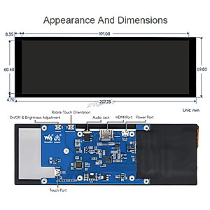 7.9 inch Raspberry Pi IPS Capacitive HDMI LCD 400×1280 Touch Screen Display Monitor Toughened Glass Panel Supports Raspberry Pi 4 3 2 Model B B+ A+ Jetson Nano Windows 10/8.1/8 / 7 @XYGStudy