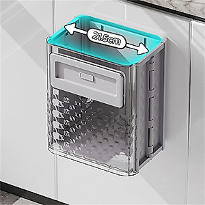 Foldable Hanging Trash Can,2024 New Hanging Kitchen Trash Can, Foldable Waste Bin for Kitchen, Collapsible Hang Small Plastic Garbage Can for Cabinet/Car/Bedroom/Bathroom(Gray)