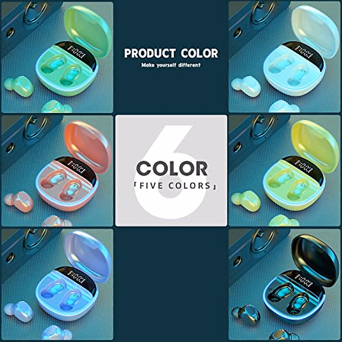 Bluetooth 5.2 Earbuds Earphones, Wireless Sports Headphones, 9D Stereo Sound Earbuds with Charging Box Microphone