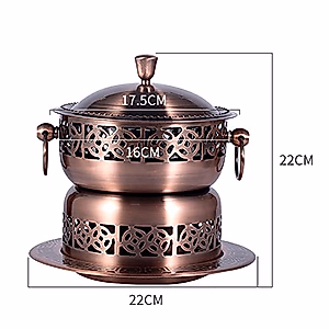Shabu-Shabu Chinese Hot Pot - Chafing Dish Buffet Stainless Steel Food Warmer - Soup Pot Cookware with Alcohol Lamp - Great for Entertaining Restaurant/Copper