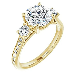 925 Silver,10K/14K/18K Solid Yellow Gold Handmade Engagement Ring 2 CT Round Cut Moissanite Diamond Solitaire Wedding/Gorgeous Gift for/Her Wife Rings