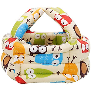 IULONEE Baby Infant Toddler Helmet No Bump Safety Head Cushion Bumper Bonnet Adjustable Protective Cap Child Safety Headguard Hat for Running Walking Crawling Safety Helmet for Kid (Beige Owl)