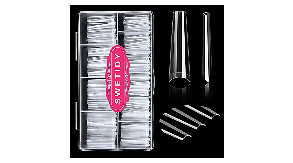 XXL No C Curve Coffin Nail Tips - Acrylic & DIY Nail Art Set