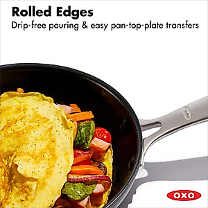 OXO Good Grips Non-Stick Pro Dishwasher safe 12" Open Frypan & Non-Stick Pro Dishwasher safe 8" Open Frypan,Gray,8-Inch