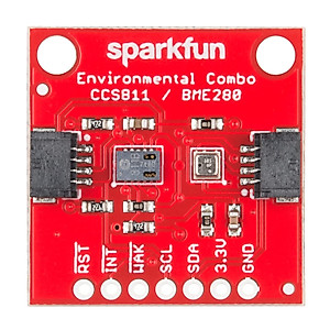 SparkFun Environmental Combo Breakout -CCS811/BME280 (Qwiic) -Provides Barometric Pressure Humidity Temperature TVOCs Equivalent CO2 (eCO2) Levels via I2C Operates 3.3V No Solder Polarized Connectors