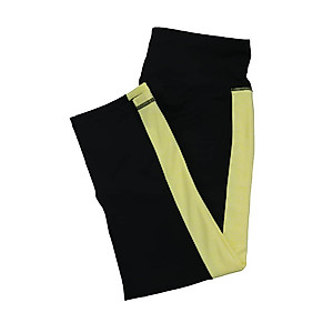 Ideology Colorblocked Cropped Leggings, Small (Noir English Yellow)