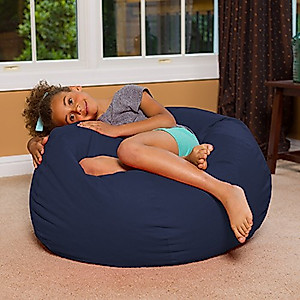 Big Comfy Bean Bag Chair: Posh Large Beanbag Chairs with Removable Cover for Kids, Teens and Adults - Polyester Cloth Puff Sack Lounger Furniture for All Ages - 27 Inch - Solid Navy Blue