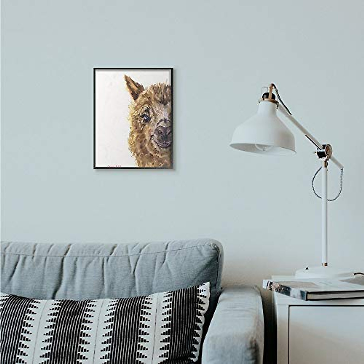 Stupell Industries Baby Llama Head Watercolor Painting Black Framed Wall Art, 11 x 14, Multi-Color
