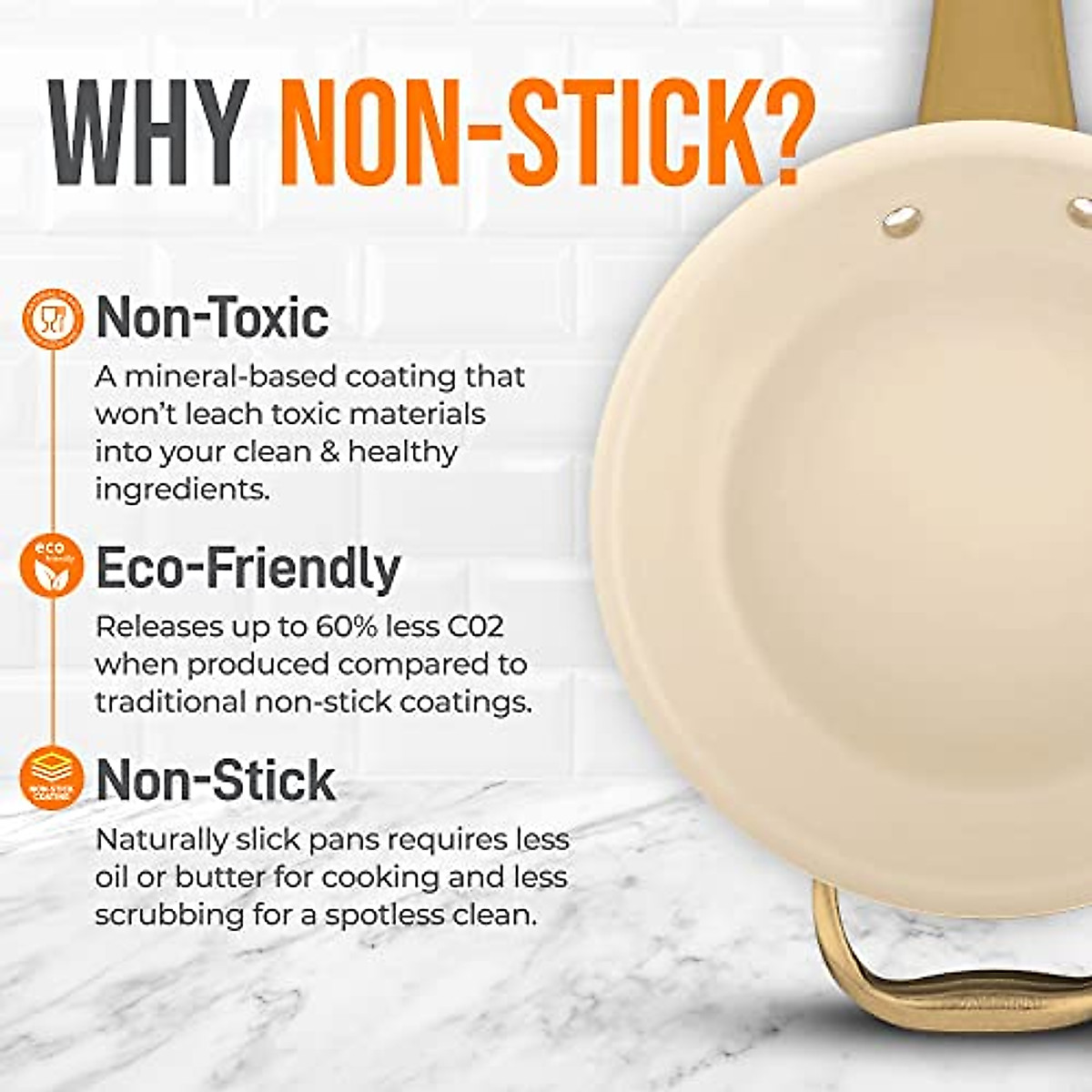 NutriChef 14" Extra Large Fry Pan - Professional Home Cookware Skillet Nonstick Frying Pan with Golden Titanium Coated Silicone Handle, Ceramic Coating, Stain-Resistant, And Easy To Clean