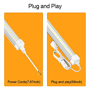 ONLYLUX 8ft LED Shop Light - 90W 12000lm 5000K, 8 Foot Led Shop Light Fixture, V Shape Bulbs for Garage, 8 ft Led Lights, Plug and Play (10 Pack)
