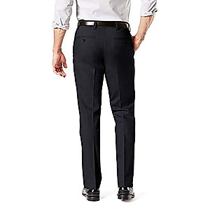Dockers Men's Straight Fit Signature Lux Cotton Stretch Khaki Pant-Creased, Black, 34W x 32L