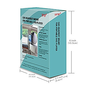 TFY Universal Car Headrest Mount Holder with Angle- Adjustable Holding Clamp for 7-9 Inch Swivel Screen Portable DVD Players, Black