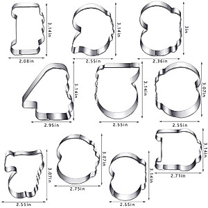 10 Pieces Number Cookie Cutters Birthday Cookie Cutters Numbers with Words Vintage Cookie Cutter Number Cookie Mould for Birthday Baking Home Kitchen Biscuit Baby Shower Party Supplies
