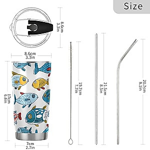 HXshaoye Hand-painted moldfish Stainless Steel car cup with Straw Lid insulated coffee mug with lid for outdoor portable cup 20 oz vaso térmico para cafe 20oz