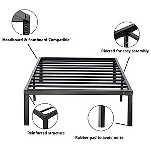 zizin Bed Frame Platform Base 14 Inch with Storage/Heavy Duty Metal Beds Frames/Easy Assembly/Noise-Free/No Box Spring Needed (Twin)
